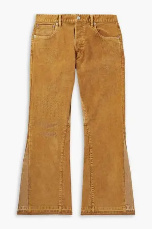 GALLERY DEPT. Flared Distressed Cottoncorduroy And Canvas Pants