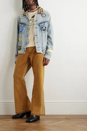 GALLERY DEPT. Flared Distressed Cottoncorduroy And Canvas Pants
