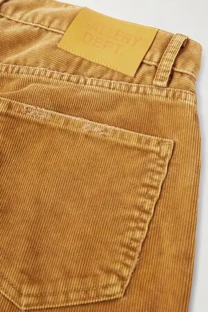 GALLERY DEPT. Flared Distressed Cottoncorduroy And Canvas Pants