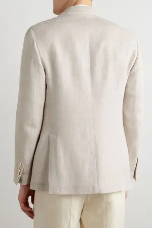 LARDINI Doublebreasted Linen And Woolblend Crepe Blazer