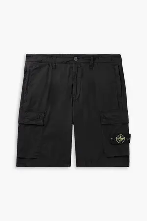 Stone Island Straightleg Logoappliquéd Cottonblend Canvas Cargo Shorts - Black