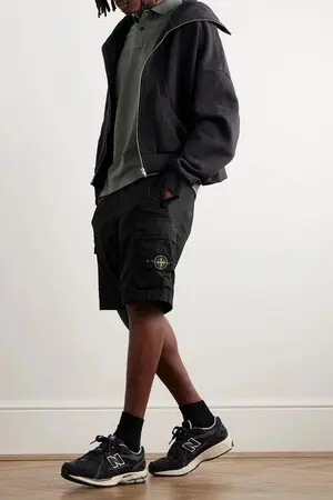 Stone Island Straightleg Logoappliquéd Cottonblend Canvas Cargo Shorts