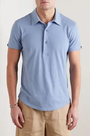 Orlebar Brown Sebastian Cotton And Silkblend Jersey Polo Shirt - Blue