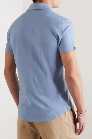 Orlebar Brown Sebastian Cotton And Silkblend Jersey Polo Shirt - Blue