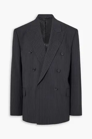 Acne Studios Jarvel Doublebreasted Pinstriped Woolblend Suit Jacket - Black