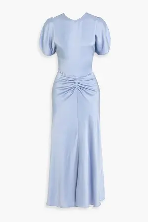 Victoria Beckham Gathered Satin Midi Dress - Lavender