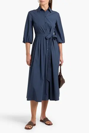 Max Mara Pleated Cottonpoplin Midi Shirt Dress
