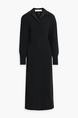 Victoria Beckham Victoria Beckham Crepe Midi Shirt Dress Black