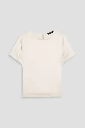 Max Mara Paneled Satin And Lyocellblend Top - Ivory