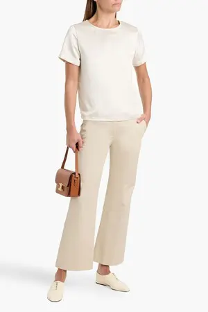 Max Mara Paneled Satin And Lyocellblend Top - Ivory