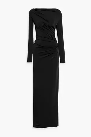 Victoria Beckham Draped Jersey Maxi Dress - Black