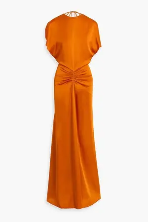 Victoria Beckham Ruched Satincrepe Maxi Dress