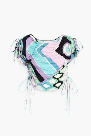 Emilio Pucci Cropped Printed Stretchjersey Top - Blue