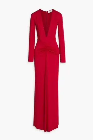 Victoria Beckham Gathered Jersey Gown - Red