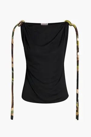 Emilio Pucci Knotted Draped Crepe Top - Black