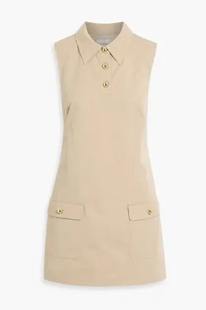 FRAME Utility Shift Cottontwill Mini Shirt Dress - Sand