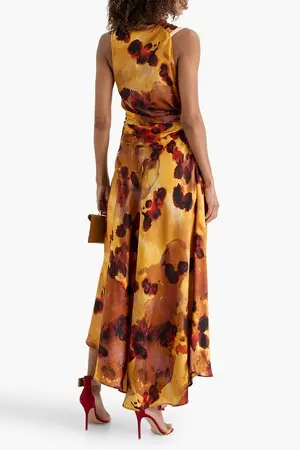 Victoria Beckham Draped Printed Silksatin Maxi Dress