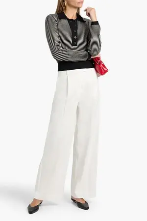 FRAME Striped Cotton Polo Sweater