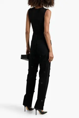 FRAME The Vertical Embellished Highrise Straightleg Jeans