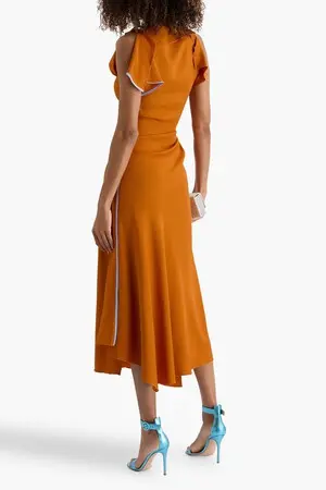 Victoria Beckham Draped Satincrepe Midi Dress