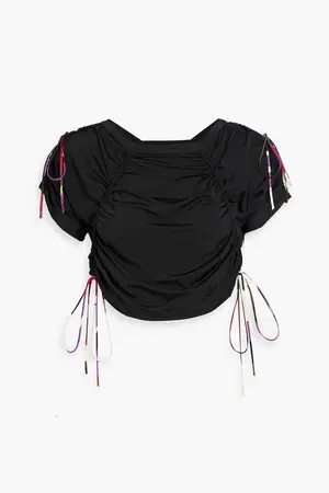 Emilio Pucci Cropped Stretch-jersey Top With Embellishments - Black