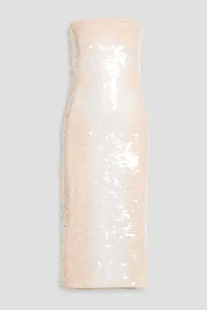 Sportmax Stemma Strapless Sequined Jersey Midi Dress - Neutral