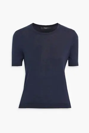 Max Mara Civet Silk And Cottonblend Top - Navy