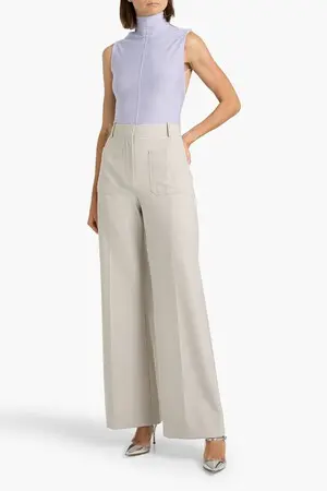 Victoria Beckham Twill Wide-leg Pants - Stone