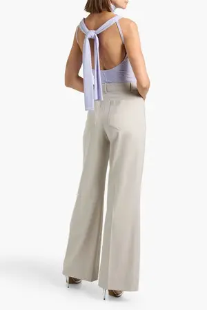 Victoria Beckham Twill Wide-leg Pants - Stone