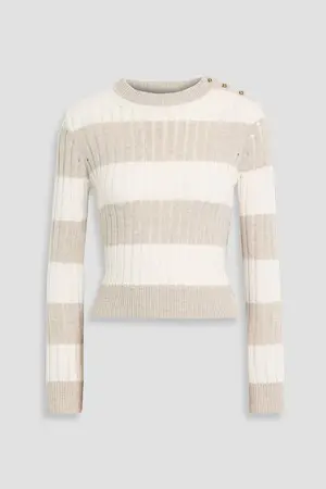 Max Mara Alfeo Striped Ribbed Wool And Cashmereblend Sweater - Ivory