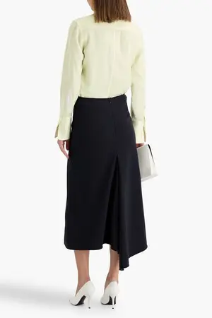 Victoria Beckham Draped Twill Midi Skirt