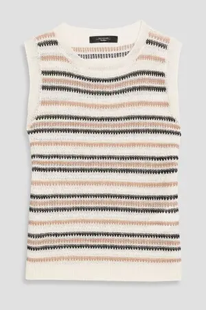 Max Mara Striped Linen Knit Vest - Beige