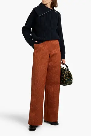 Dries Van Noten Ribbed Wool Zip-detailed Turtleneck Sweater - Black