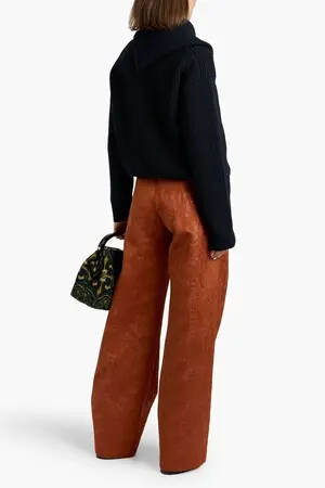 Dries Van Noten Ribbed Wool Zip-detailed Turtleneck Sweater - Black
