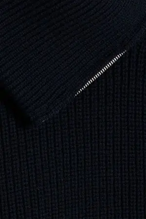Dries Van Noten Ribbed Wool Zip-detailed Turtleneck Sweater - Black