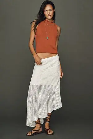 Anthropologie Asymmetric Midi Skirt - Ivory