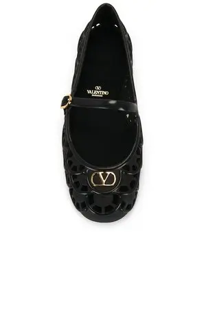 Valentino Garavani Ondette Ballerina Flat In Red - Nero