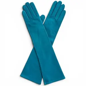 HIGH HEEL JUNGLE BY KATHRYN EISMAN Milana Opera-length Leather Gloves Petrol Teal - Blue
