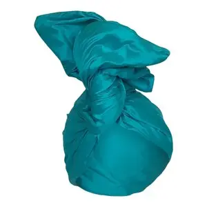 ROMER MILLINERY Twisturban Turban In Silk Shantung Turquoise - Blue