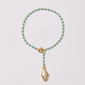 ALEXIE OF ATHENS Gold-tone Pearl And Turquoise Cross Bracelet - Red/blue/white