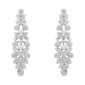 LATELITA Neutrals / White / Silver Marchioness Drop Earrings Pearl Silver - White/silver