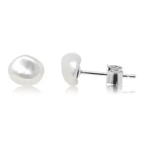KIRI & BELLE Mini Dot Keshi Pearl Sterling Stud Earrings - Silver