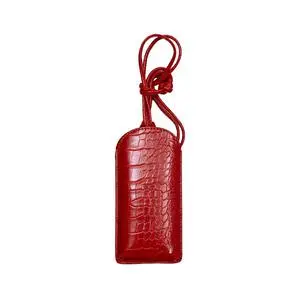 SUUD COLLECTION Textured Leather Sunglasses Case - Red