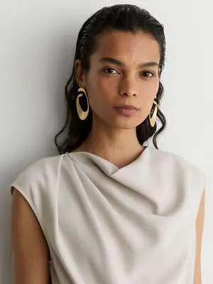 REISS Camilla Gathered Detail Draped Midi Dress