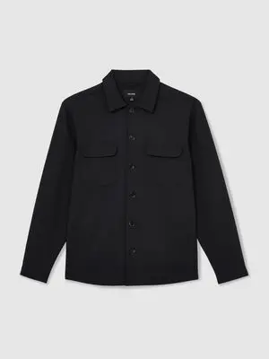 REISS Peshi Twin-pocket Button-through Overshirt Navy