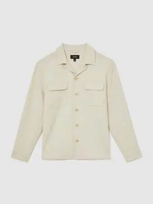 REISS Peshi Twin-pocket Button-through Overshirt - Stone