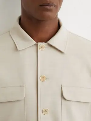 REISS Peshi Twin-pocket Button-through Overshirt - Stone
