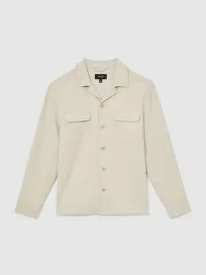 REISS Peshi Twin-pocket Button-through Overshirt - Stone