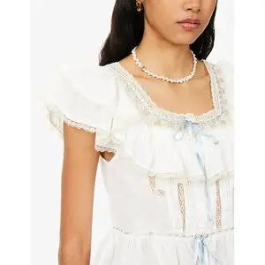 Rixo Melisa Lace-trim Cotton Top
