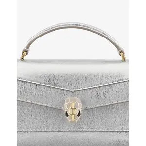 BVLGARI Serpenti Forever Elongated Metallic-leather Top-handle Bag